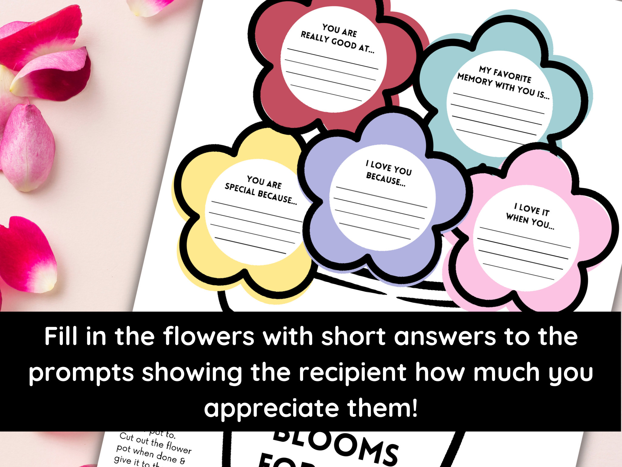 My Heart Blooms for You Appreciation Card Worksheet - Print at Home ...