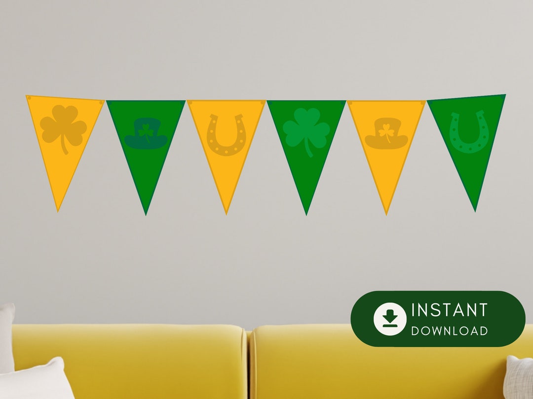 St. Patrick's Day Printable Banner, Printable Shamrock Banner, Irish ...
