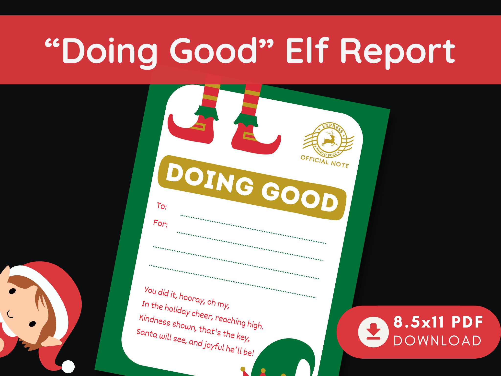 Printable Elf doing Good Report Letter Print at - Etsy
