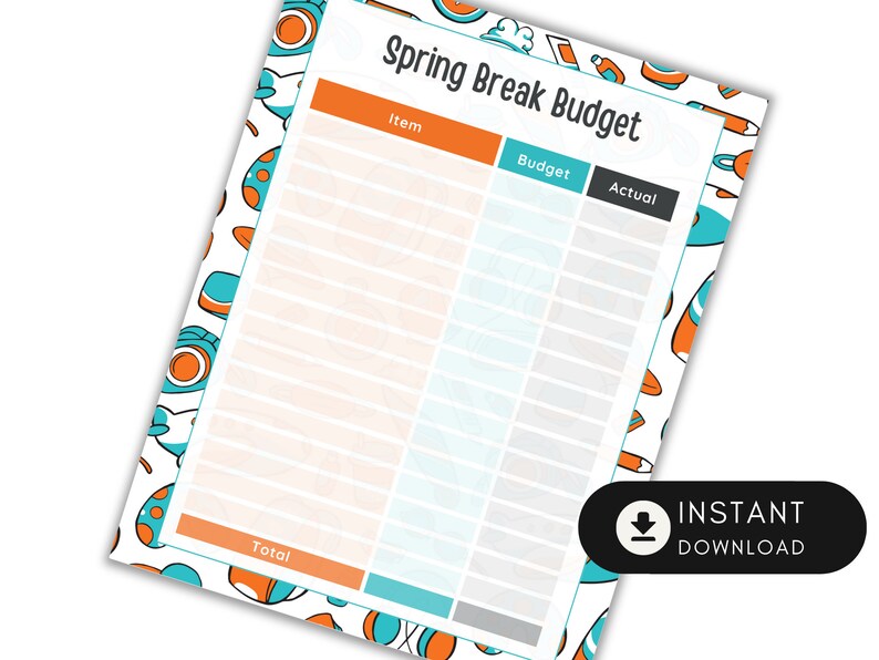 Spring Break Printable Family Travel Planner, Budget Planner, Expense ...