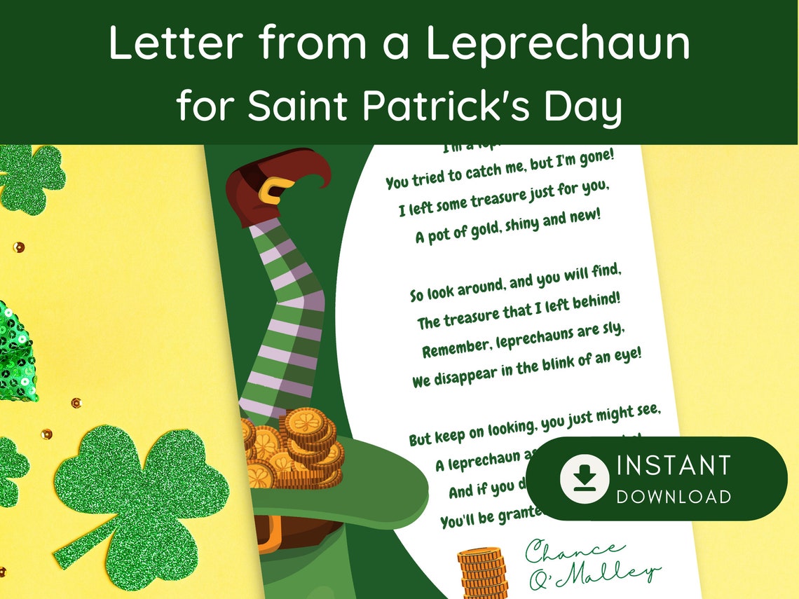 Printable Leprechaun Trap Letter to Kids, Leprechaun Trap Letter, St ...
