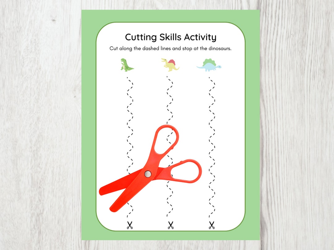 Kids Dinosaur Themed Preschool Cutting Worksheets Download, Preschool ...
