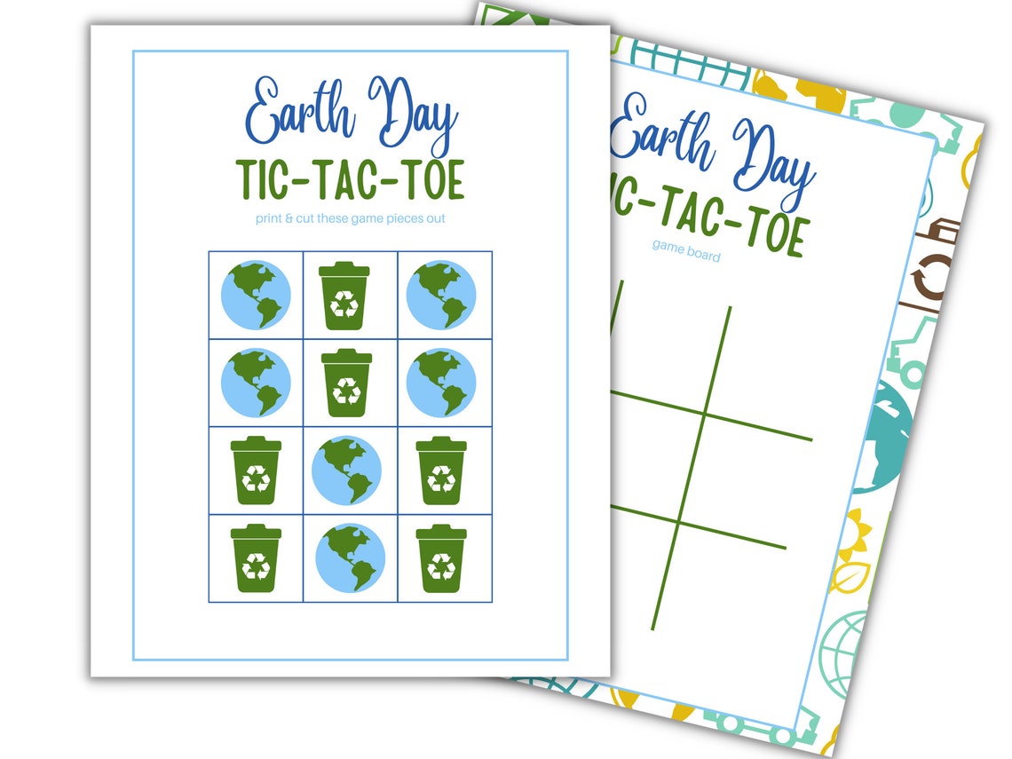 Printable Earth Day Tic Tac Toe Activity for Kids: Earth Day Preschool ...