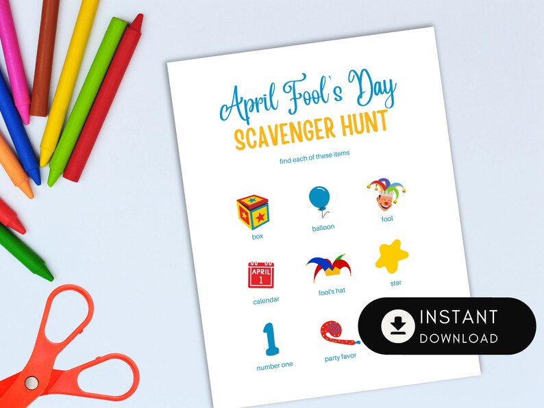 April Fool's Day Scavenger Hunt for Kids: Printable Treasure Hunt Game ...