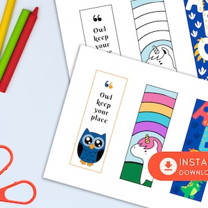 Printable Kids Coloring Bookmarks, Classroom Reading Day, Instant ...