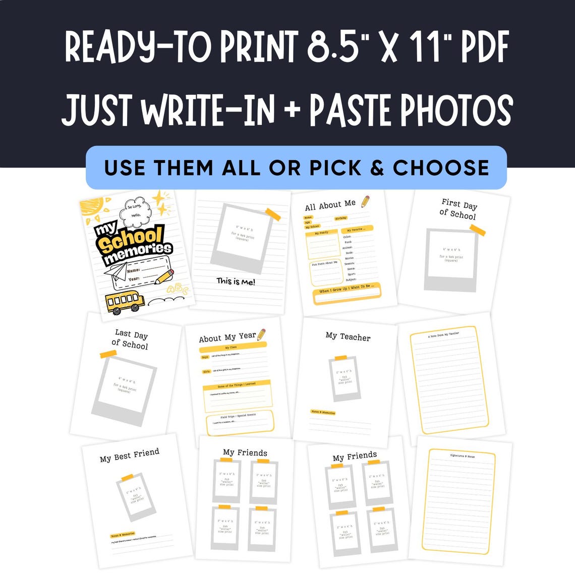 End of School Year Memory Book, Printable PDF Fill-in & Canva-editable ...