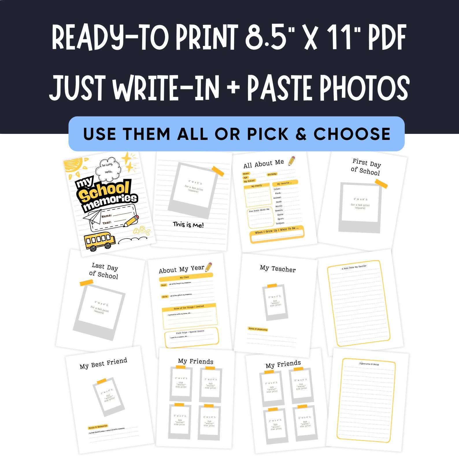 End of School Year Memory Book, Printable PDF Fill-in & Canva-editable ...