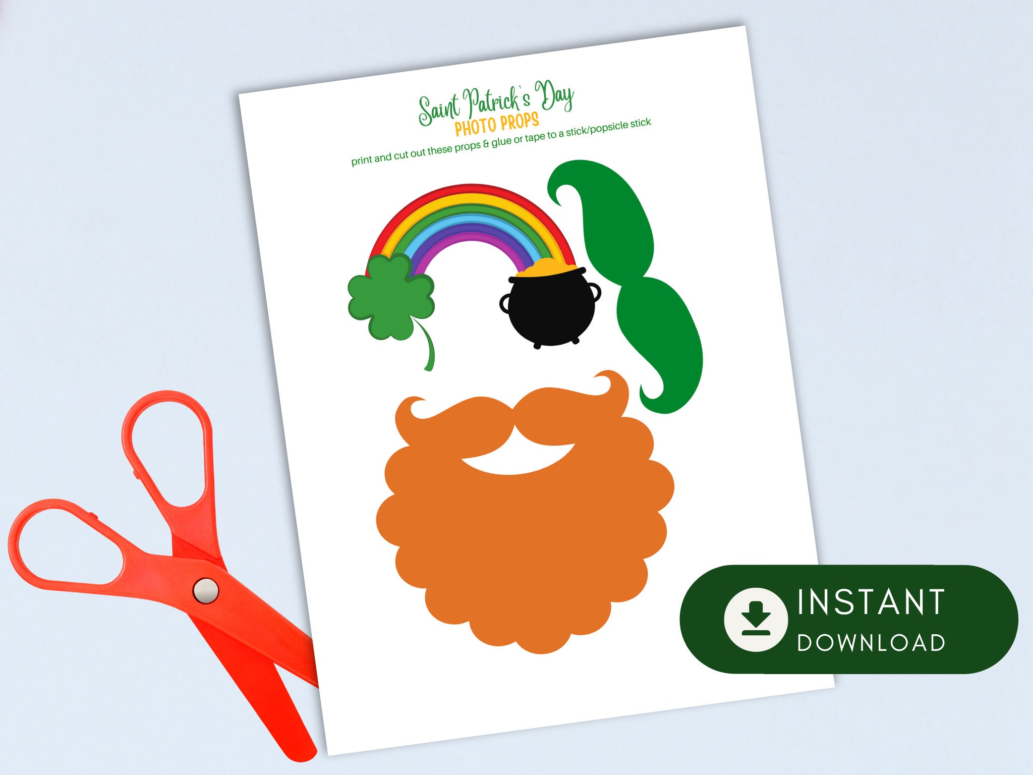 St. Patrick's Day Photo Props, Printable Photo Booth Props, Holiday ...