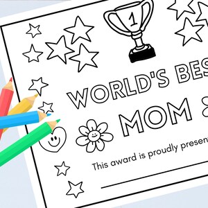 Best Mom Mother's Day Certificate Coloring Activity Sheet for Kids to ...