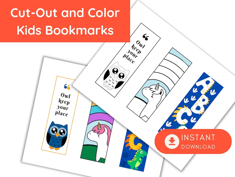 Printable Kids Coloring Bookmarks, Classroom Reading Day, Instant ...