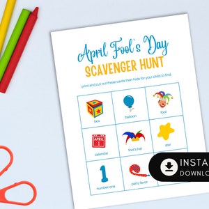 April Fool's Day Scavenger Hunt for Kids: Printable Treasure Hunt Game ...