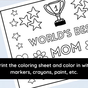 Best Mom Mother's Day Certificate Coloring Activity Sheet for Kids to ...