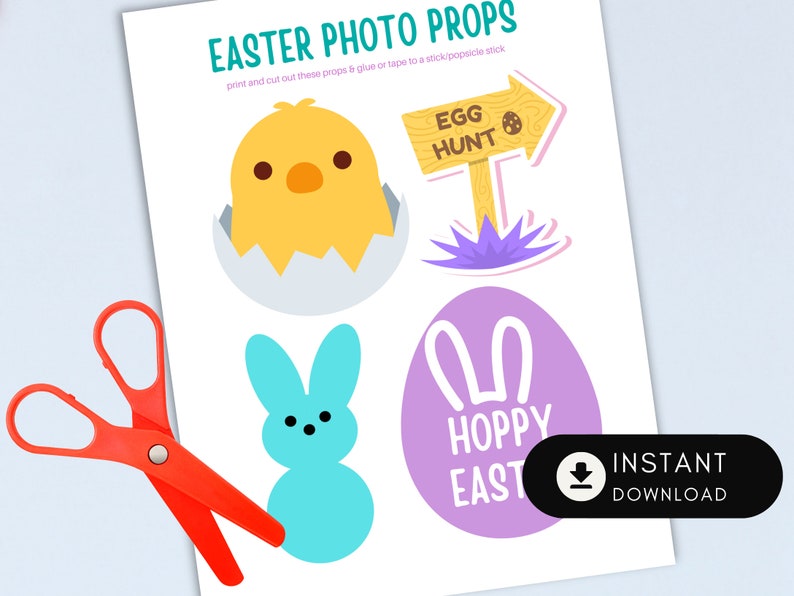 Printable Easter-themed Photo Booth Props Set, Easter Day, Holiday ...