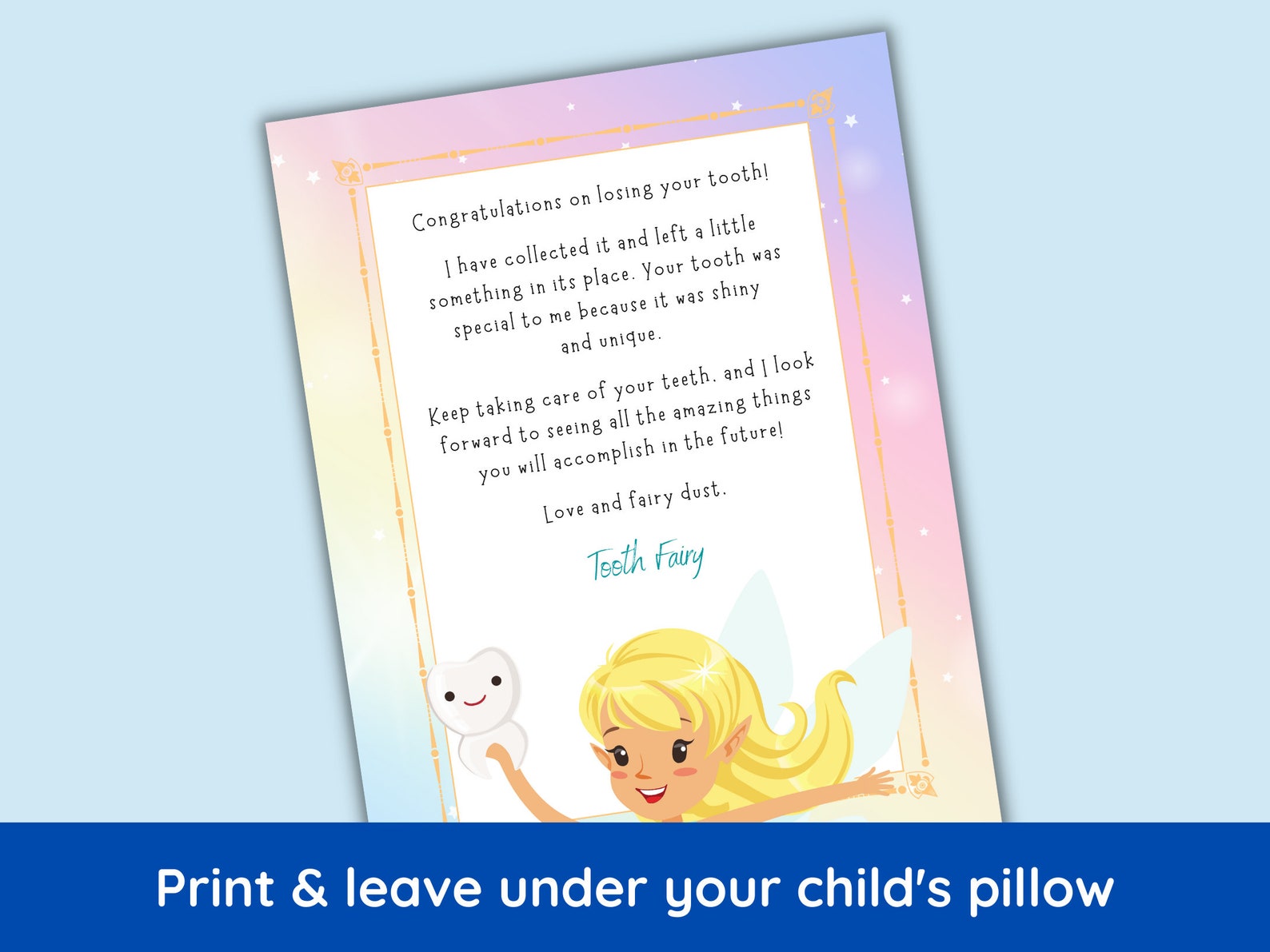 Printable Letter From the Tooth Fairy for Kids - Tooth Fairy Kids ...