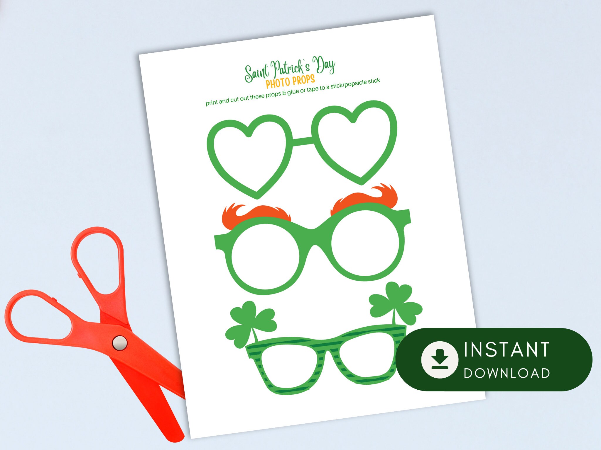 St. Patrick's Day Photo Props, Printable Photo Booth Props, Holiday ...