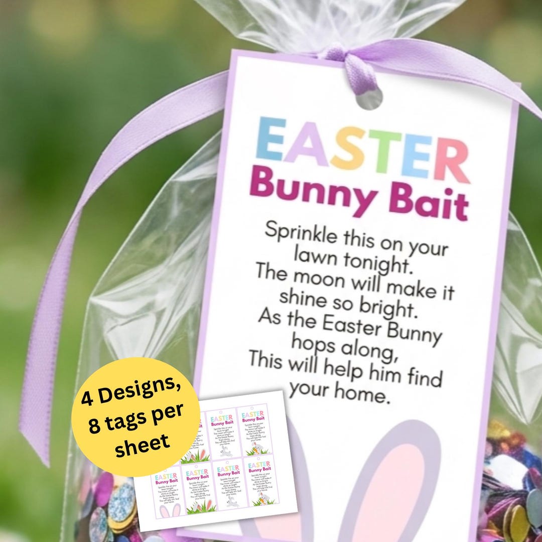 Bunny Bait Tags Printable, Easter Bunny Bait Bag Tags, Easter Eve ...