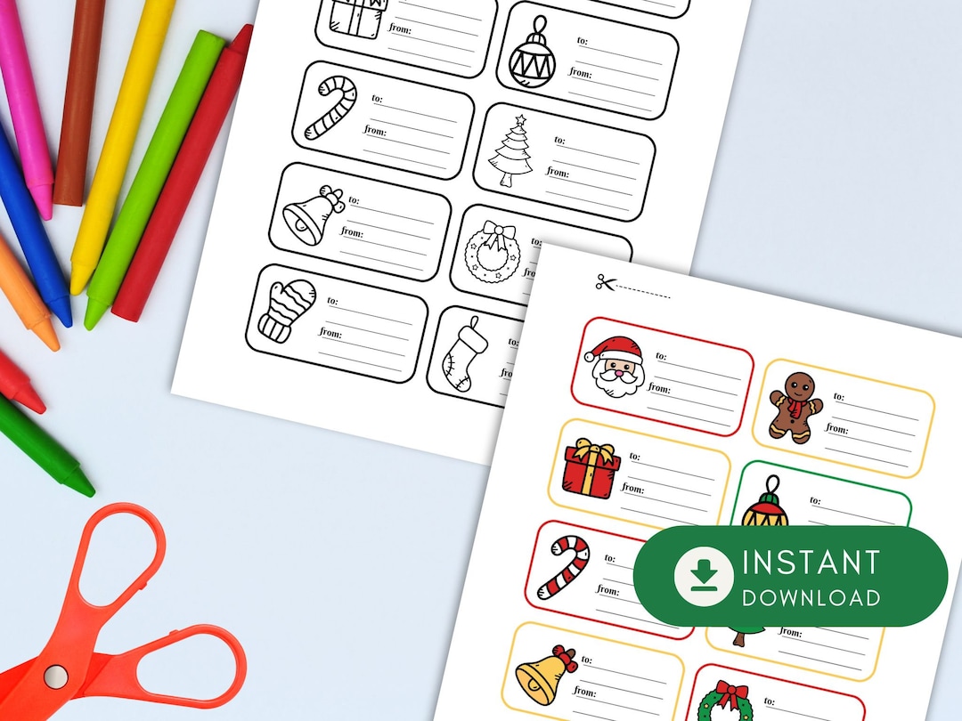Printable Christmas Gift Tags for Kids to Color and Cut Out Perfect for ...