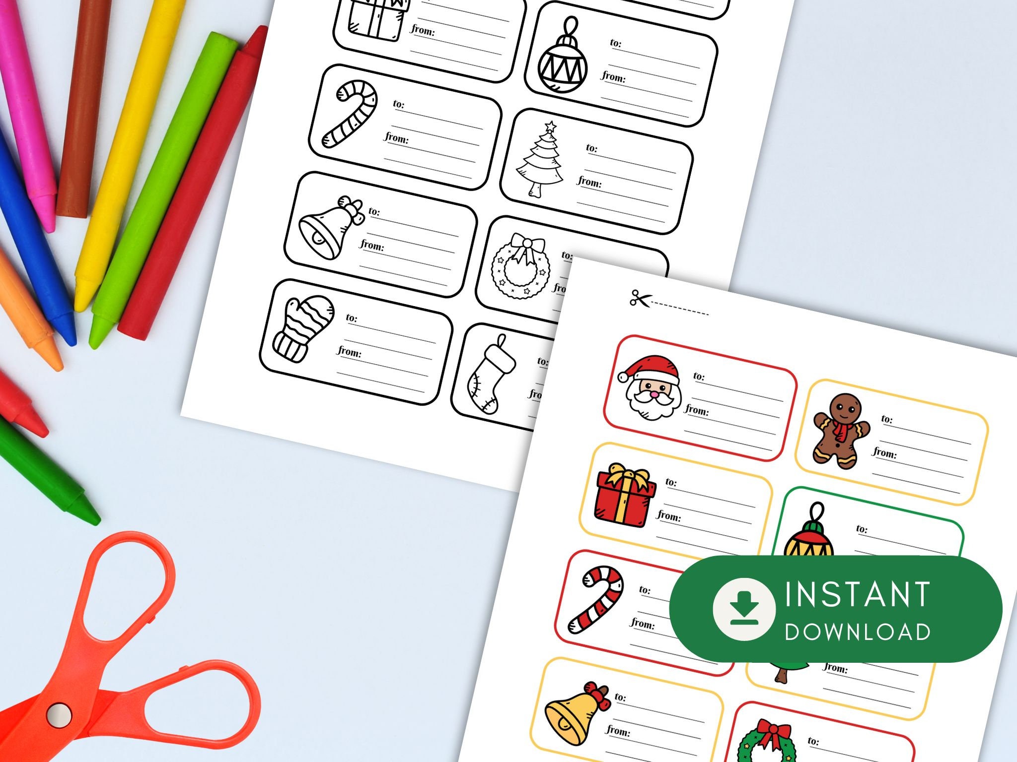 Printable Christmas Gift Tags for Kids: Coloring Page (digital Download ...