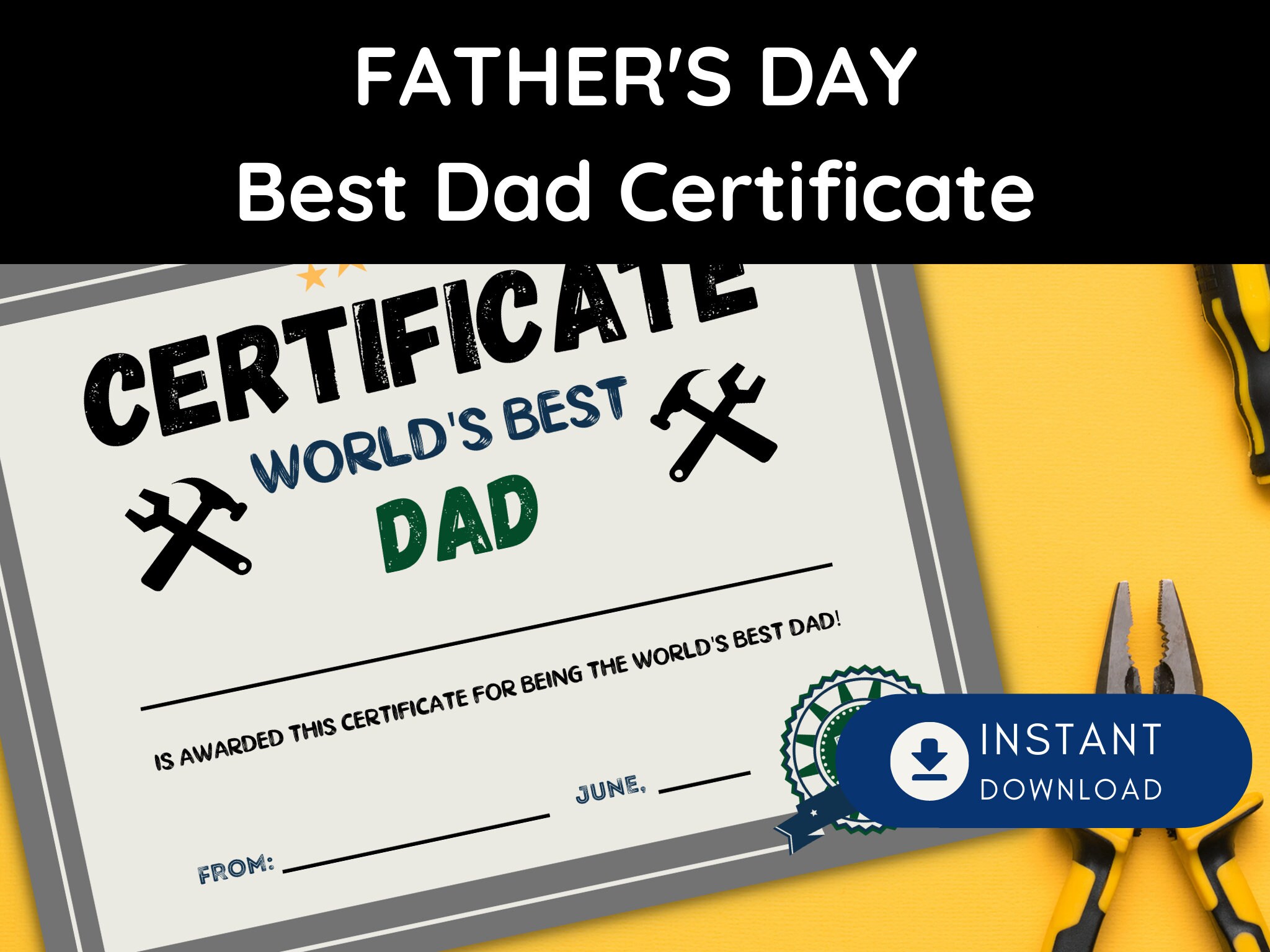 Best Dad Father's Day Certificate Sheet for Kids to Give to Fathers ...