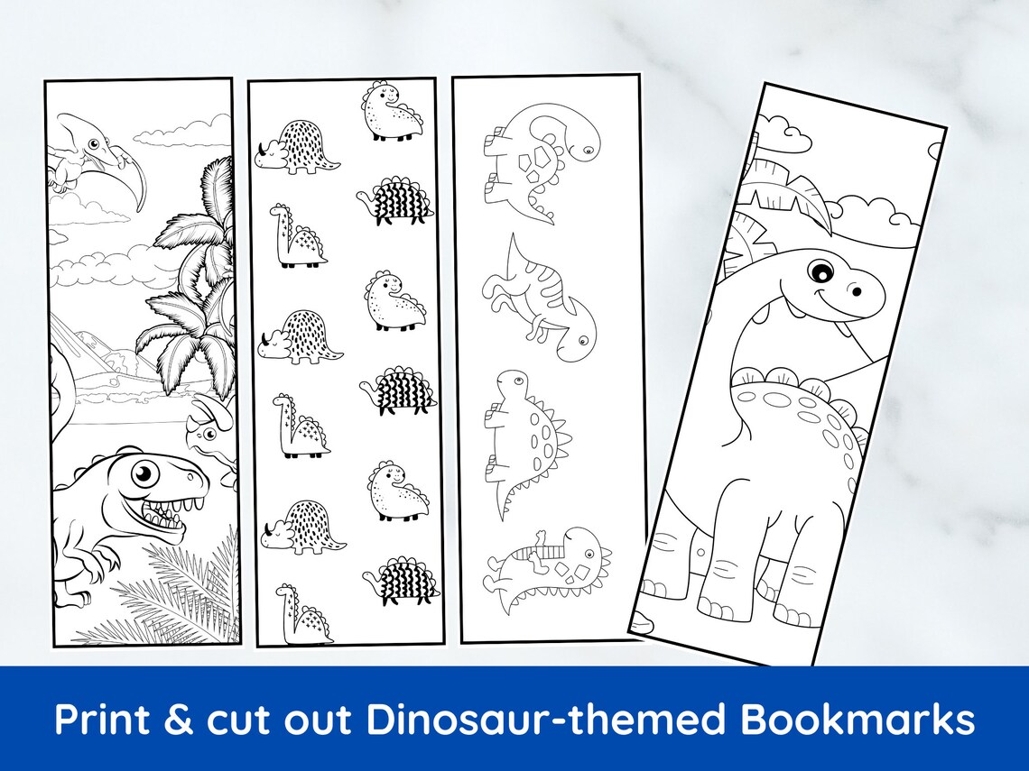 Printable Dinosaur Coloring Bookmarks: Kids Classroom Activity (digital ...