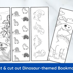 Printable Dinosaur Coloring Bookmarks: Kids Classroom Activity (digital ...