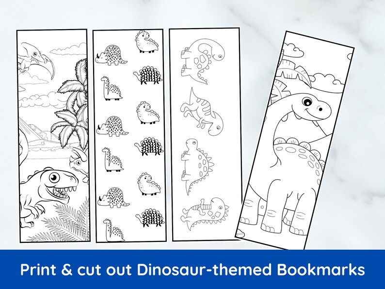Printable Dinosaur Coloring Bookmarks: Kids Classroom Activity (digital ...