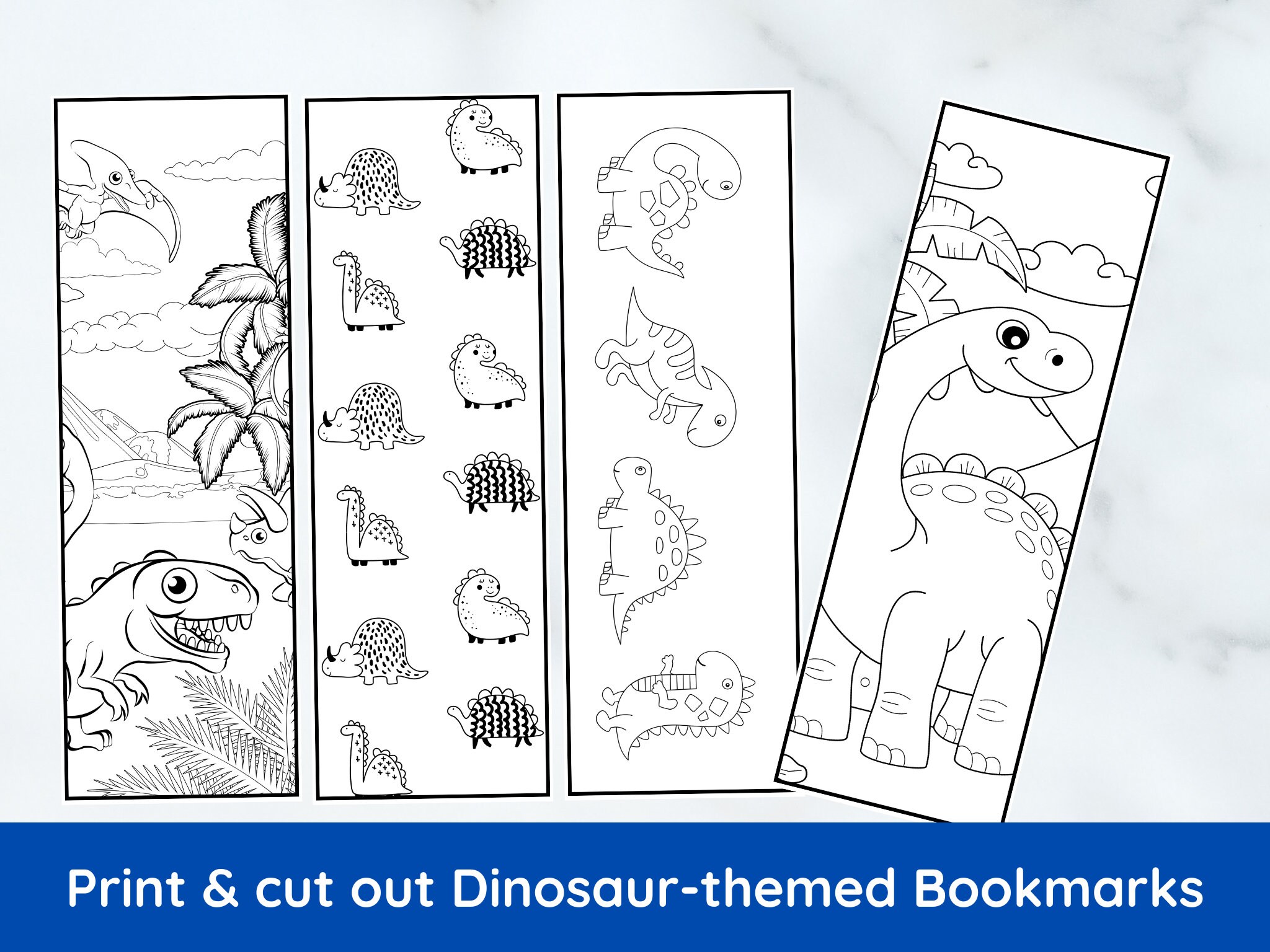 Printable Dinosaur Coloring Bookmarks: Kids Classroom Activity (digital ...