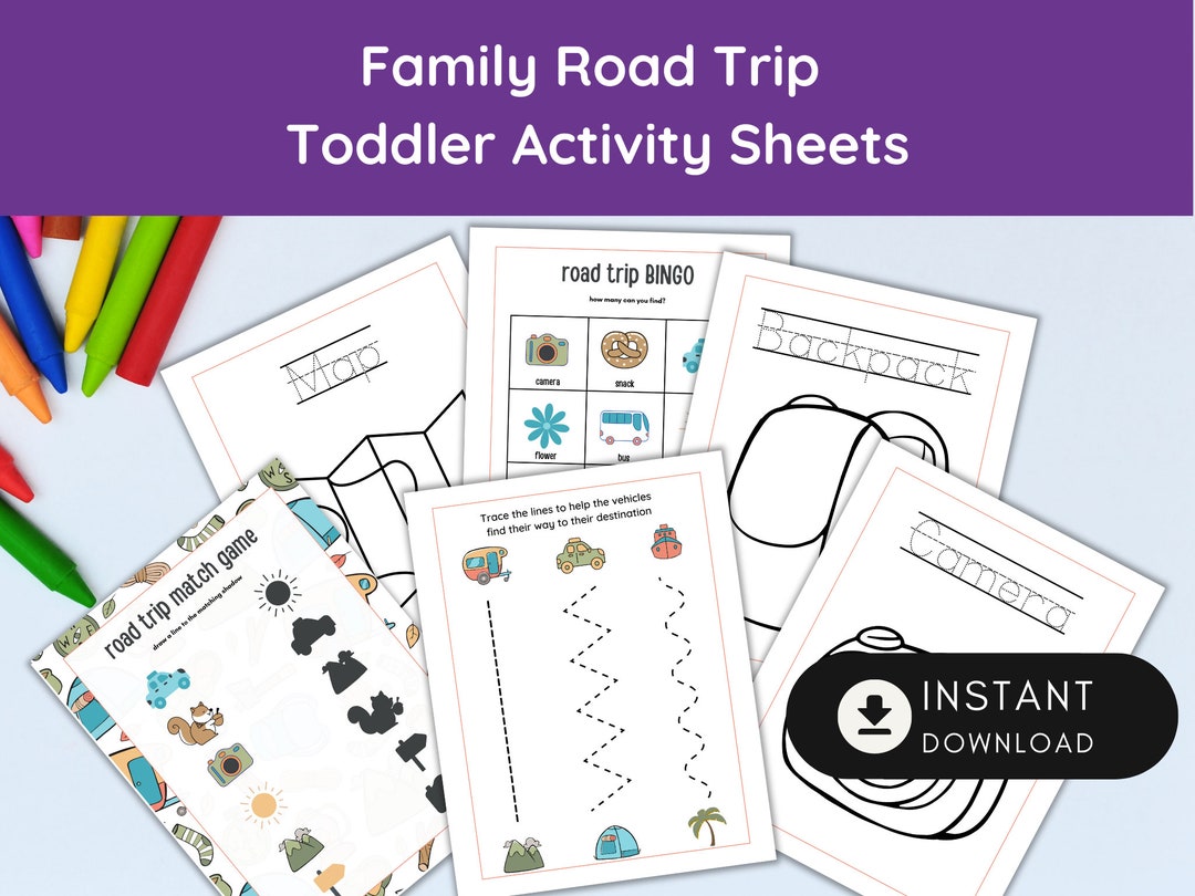 Printable Road Trip Activity Pack for Toddlers: Car Activity, Coloring ...