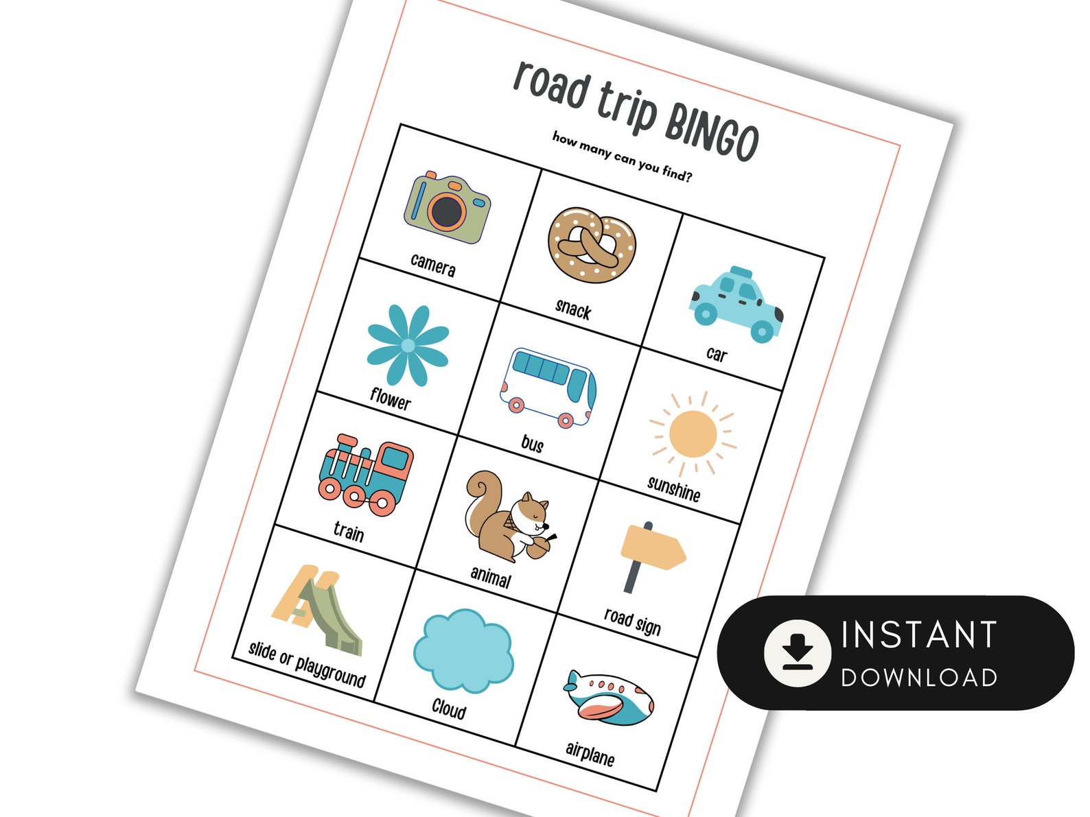 Printable Road Trip Activity Pack for Toddlers: Car Activity, Coloring ...