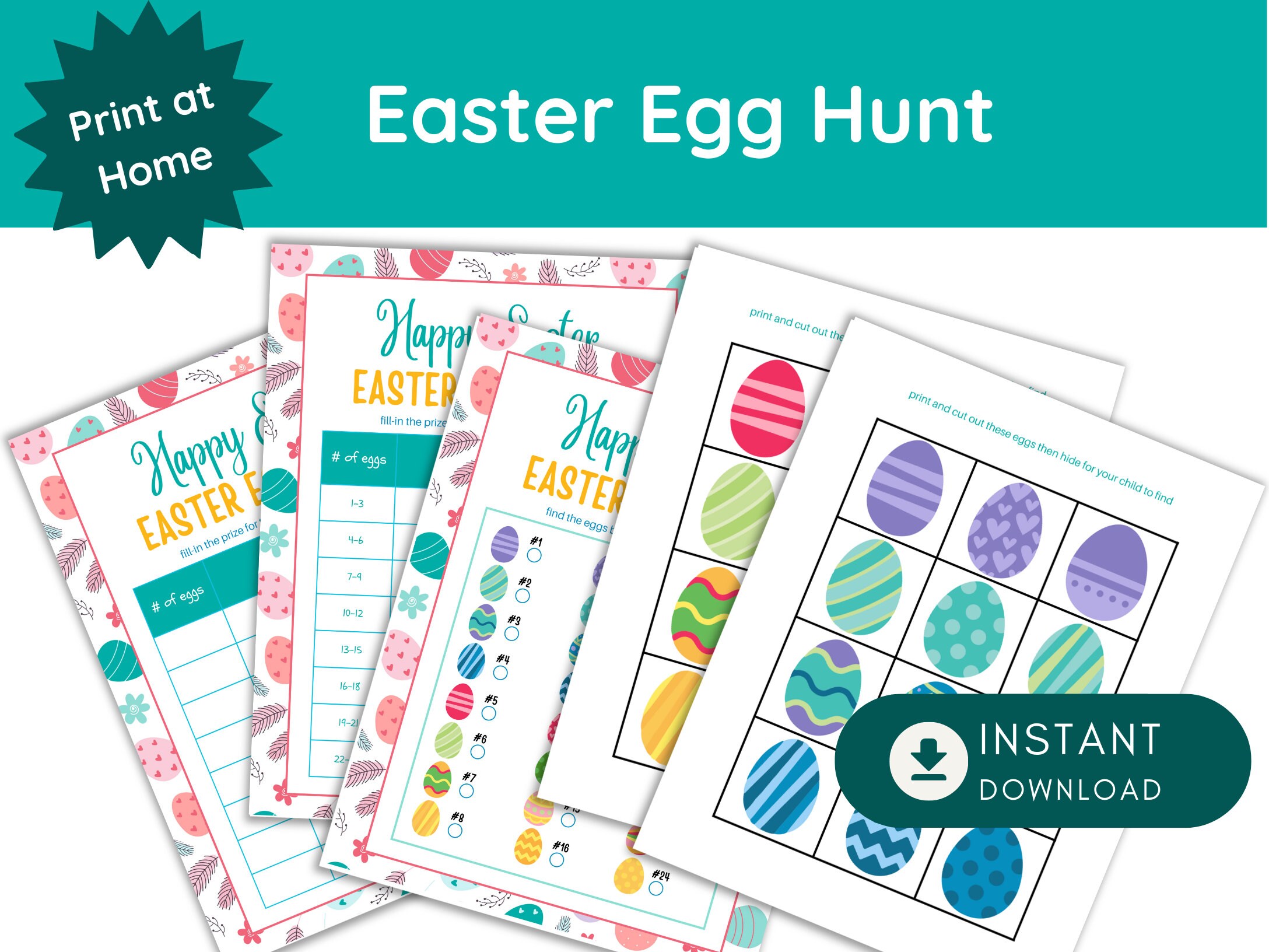 Printable Easter Egg Hunt for Kids: Easter Preschool Activity, Egg Find ...