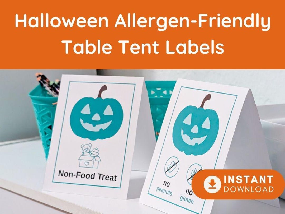Printable Teal Pumpkin Allergen-friendly Cards for Halloween Trick-or ...
