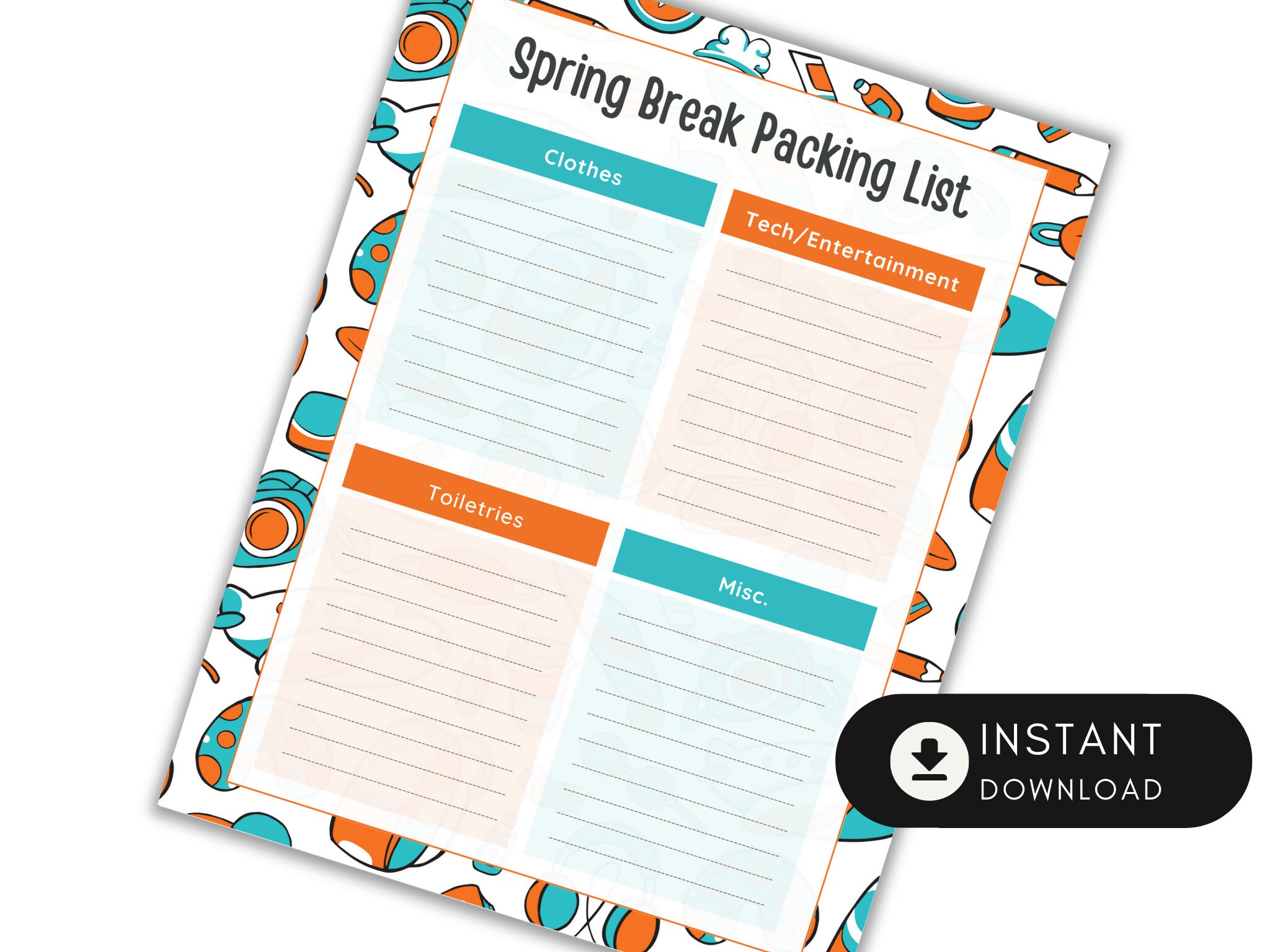 Spring Break Printable Family Travel Planner, Budget Planner, Expense ...