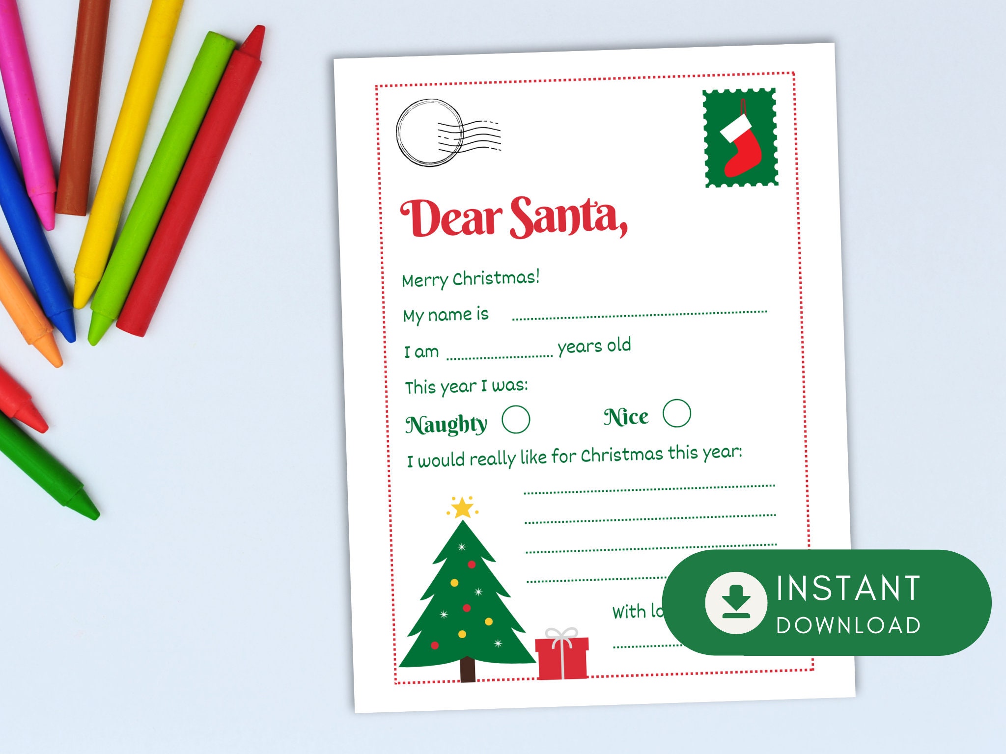 Printable Kids Christmas Activity Pack: Dear Santa Letter, Santa ...