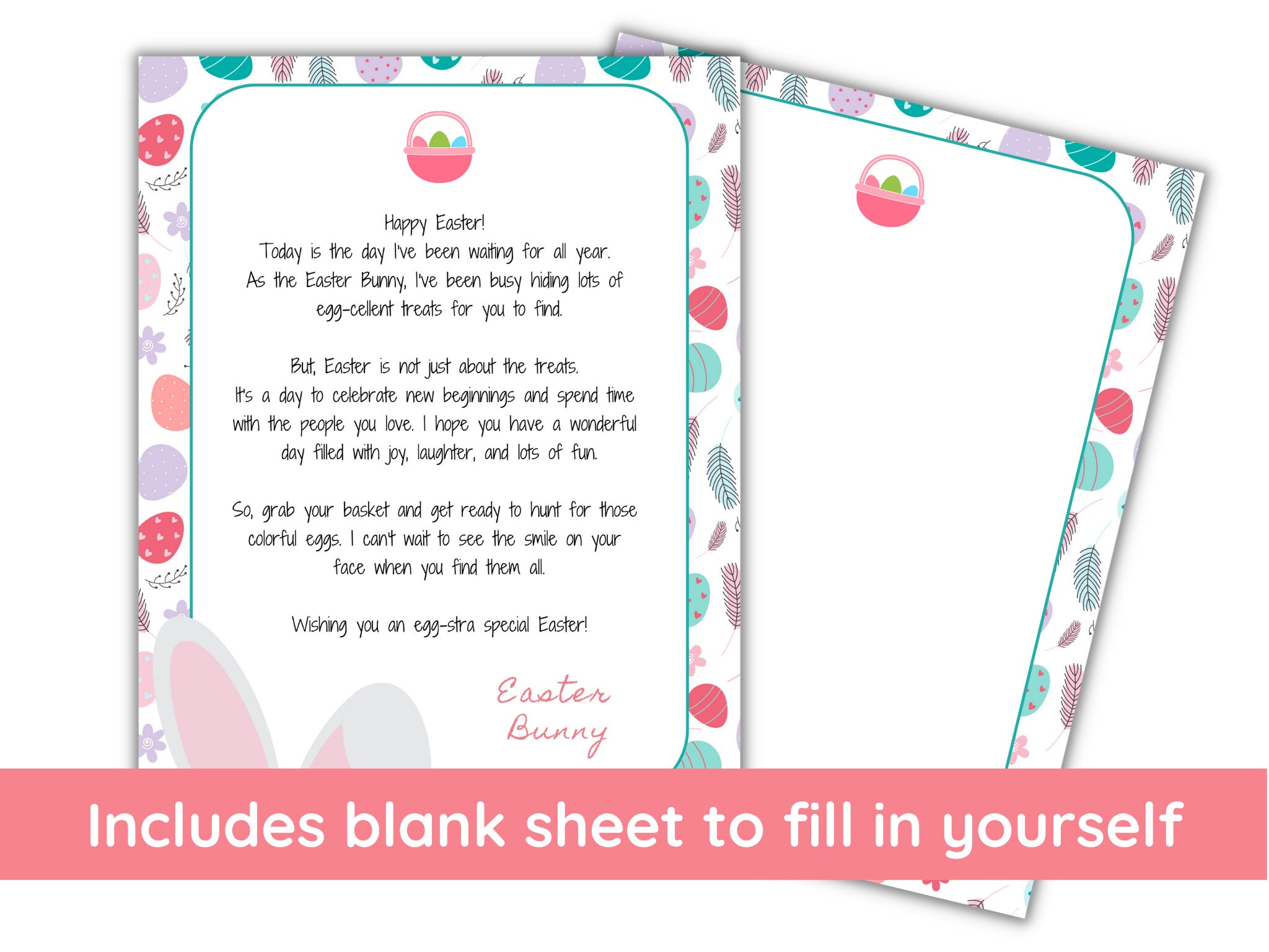 Printable Easter Bunny Letter: Egg Hunt Stationery (instant Download ...