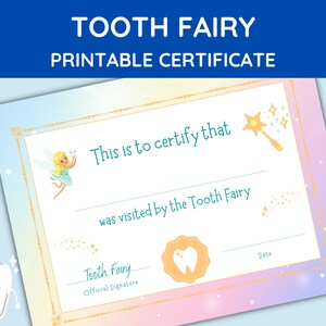 Printable Tooth Fairy Certificate: Lost Tooth Keepsake (PDF Download 8 ...