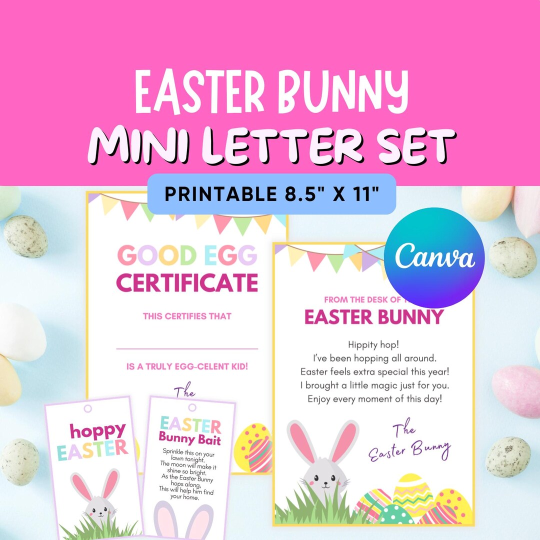 Easter Bunny Letter Printable Set Easter Basket Filler, Good Egg ...