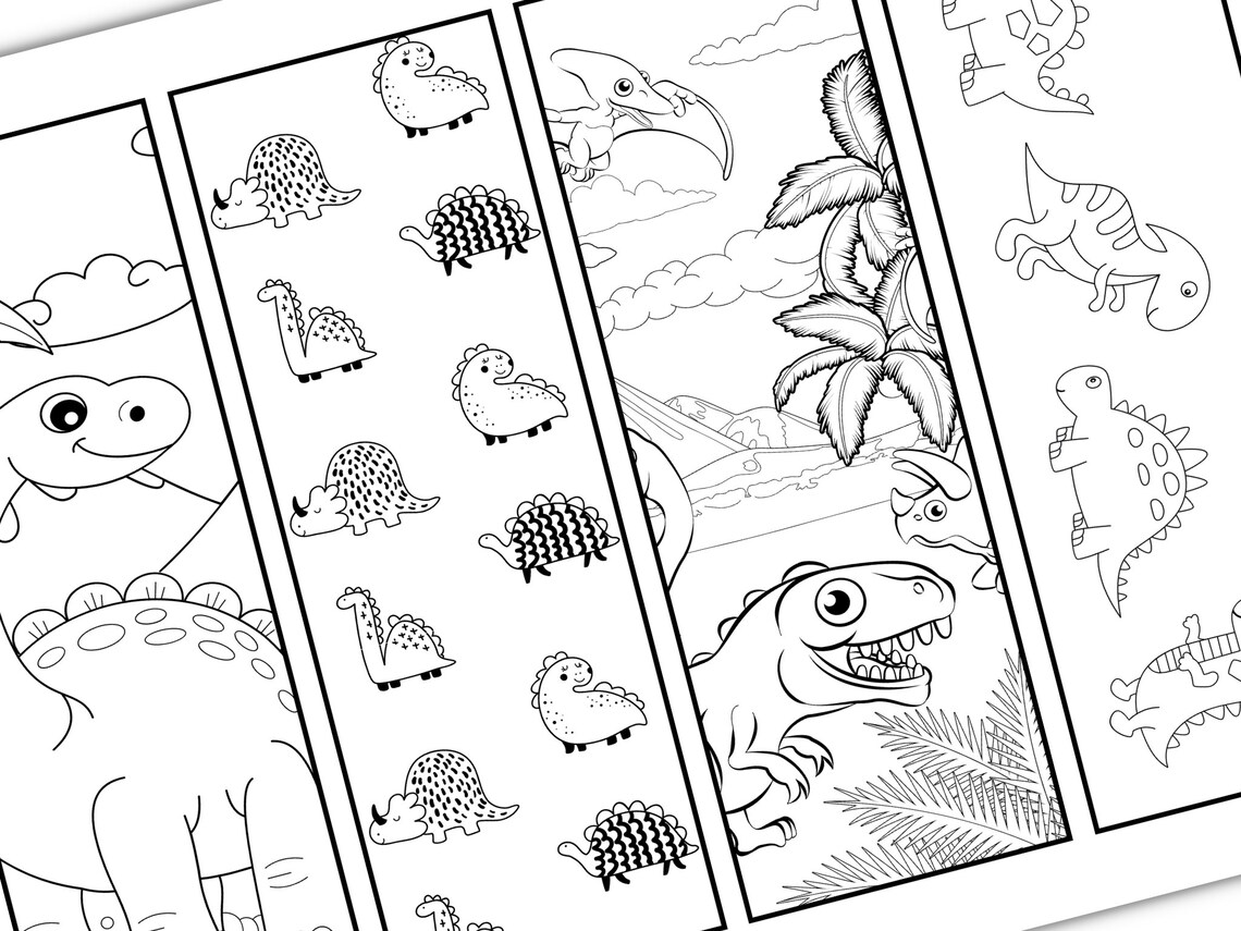 Printable Dinosaur Coloring Bookmarks: Kids Classroom Activity (digital ...