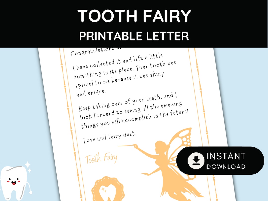 Letter From the Tooth Fairy for Kids - Minimal Tooth Fairy Kids Letter ...