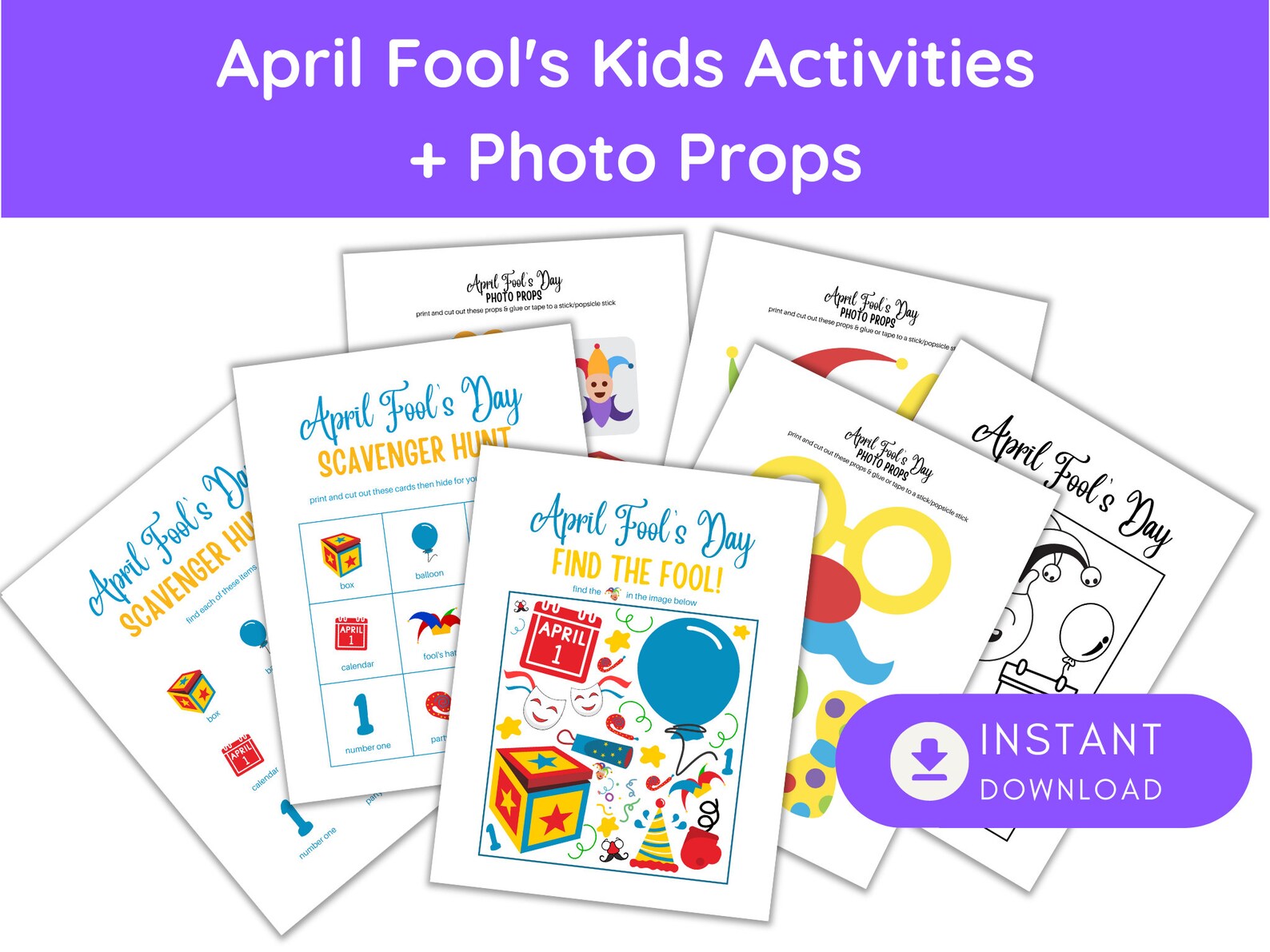 Printable April Fool's Day Photo Props + Kids Activities, Print at Home ...