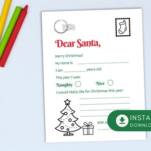 Printable Kids Christmas Activity Pack: Dear Santa Letter, Santa ...