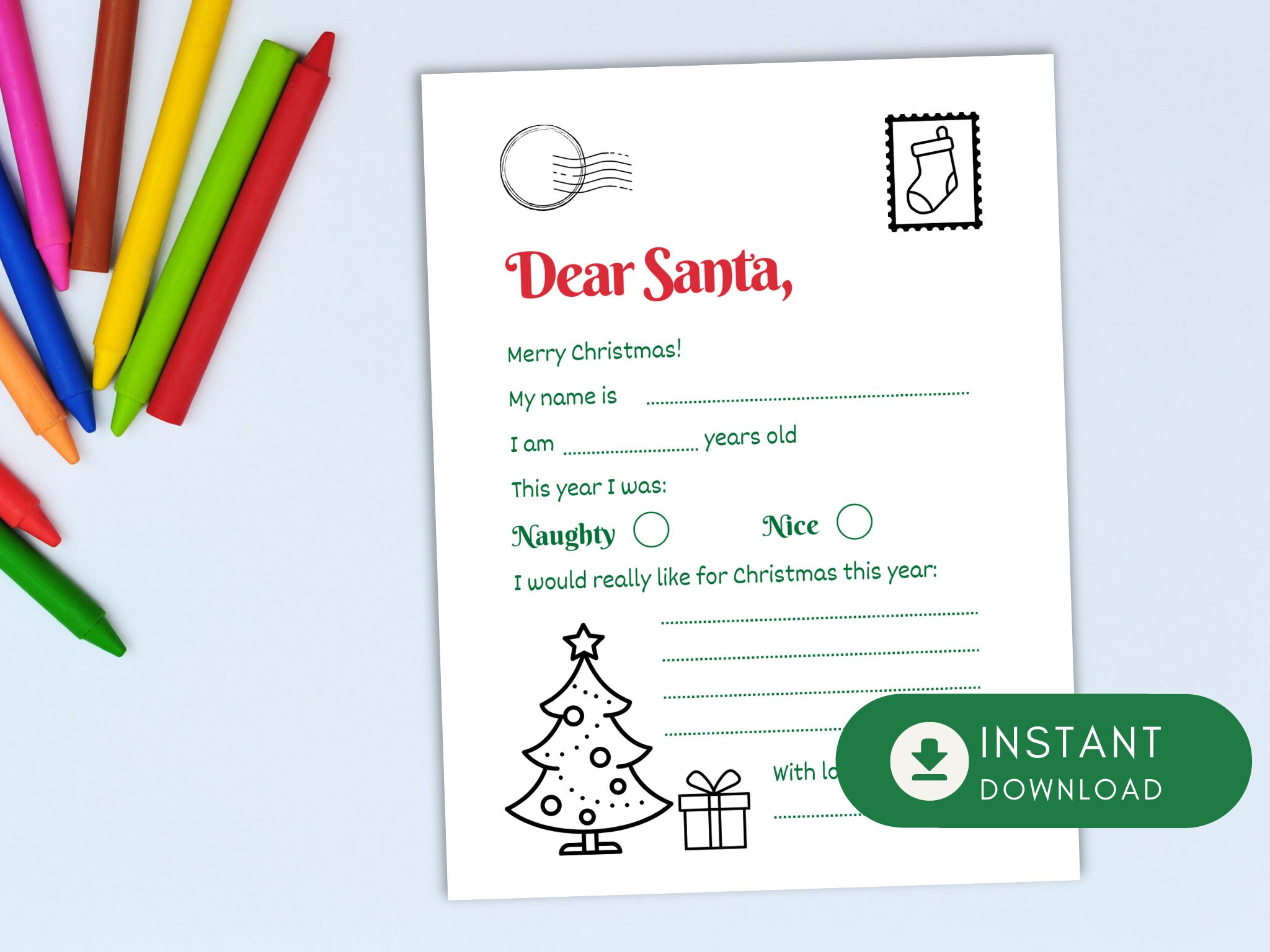 Printable Kids Christmas Activity Pack: Dear Santa Letter, Santa ...