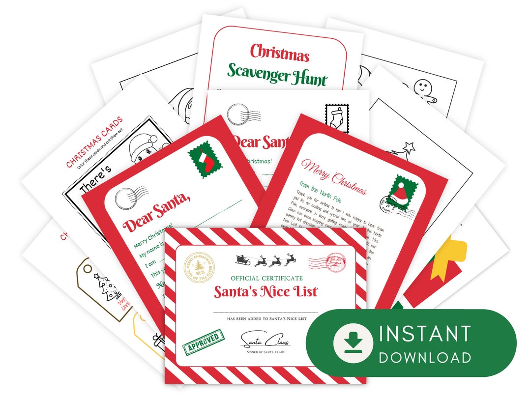 Kids Christmas Activity Pack: Dear Santa Letter, Santa Responses Letter ...