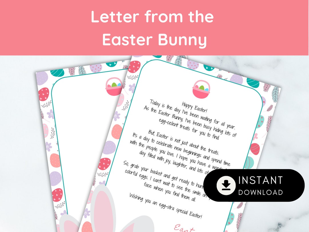 Printable Letter From the Easter Bunny, Egg Hunt Letter, Happy Easter ...