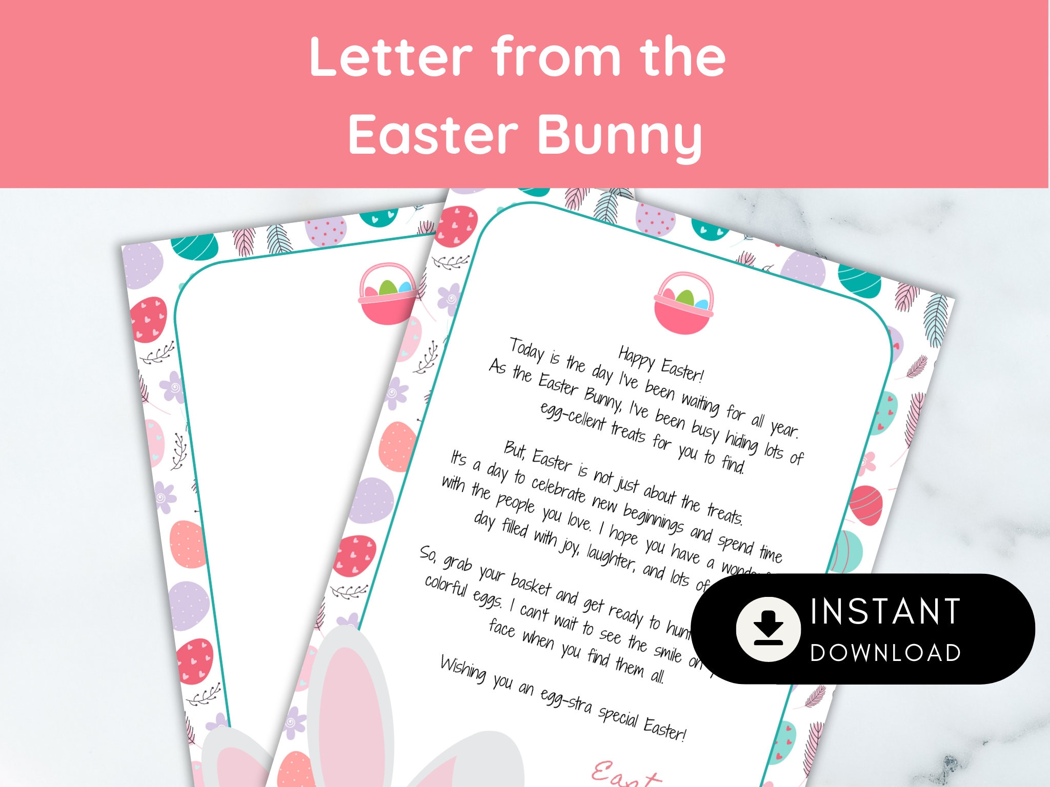 Printable Easter Bunny Letter: Egg Hunt Stationery (instant Download ...