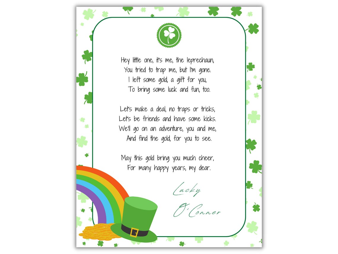Printable Letter From a Leprechaun, Leprechaun Trap Letter, St Paddy's ...