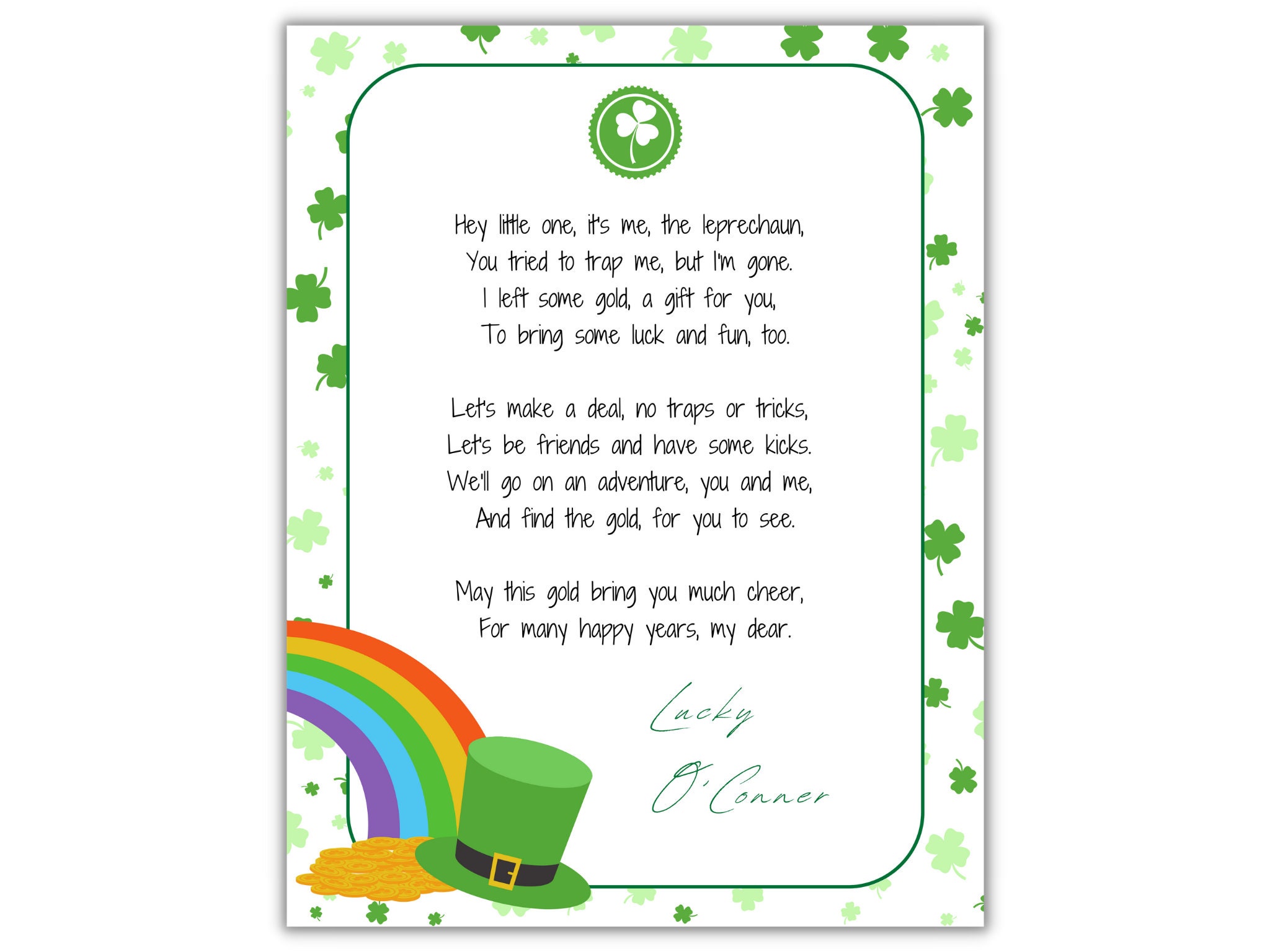 Printable Letter From a Leprechaun, Leprechaun Trap Letter, St Paddy's ...