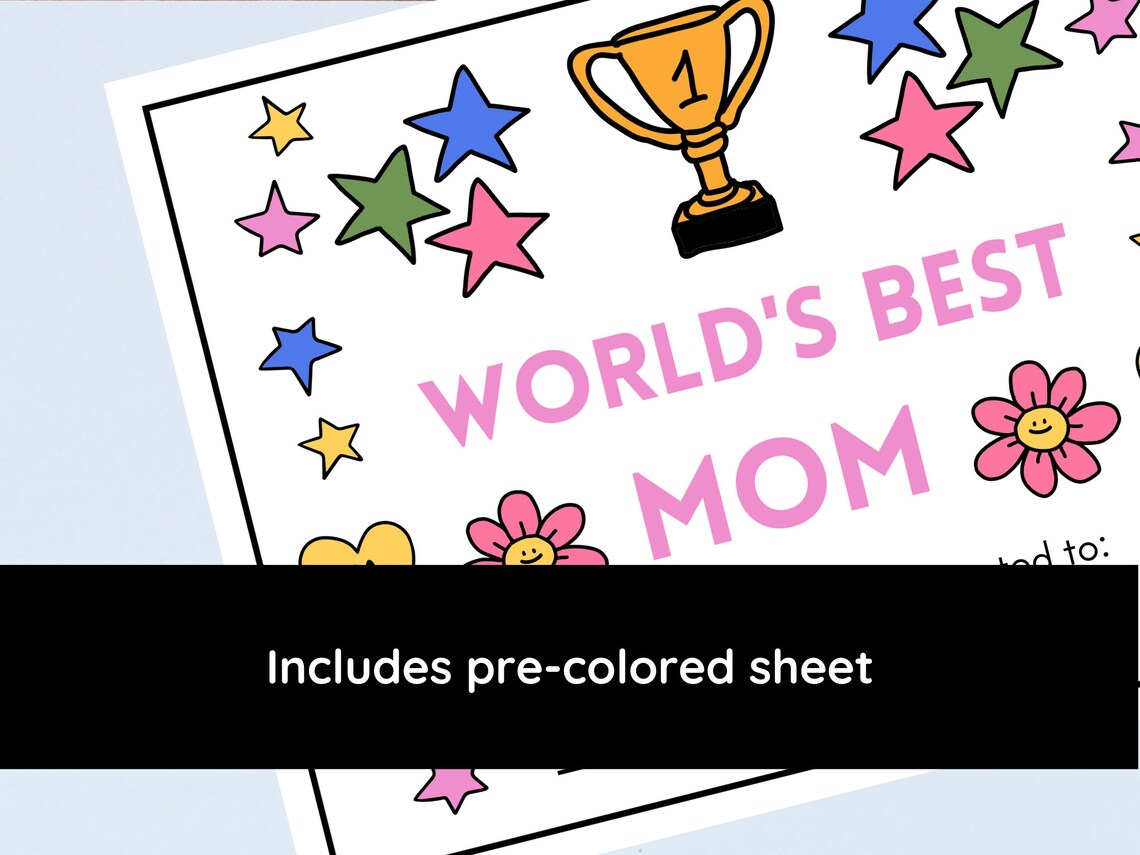 Best Mom Mother's Day Certificate Coloring Activity Sheet for Kids to ...