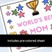 Best Mom Mother's Day Certificate Coloring Activity Sheet for Kids to ...