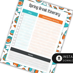 Printable Spring Break Family Travel Planner: Budget, Itinerary ...