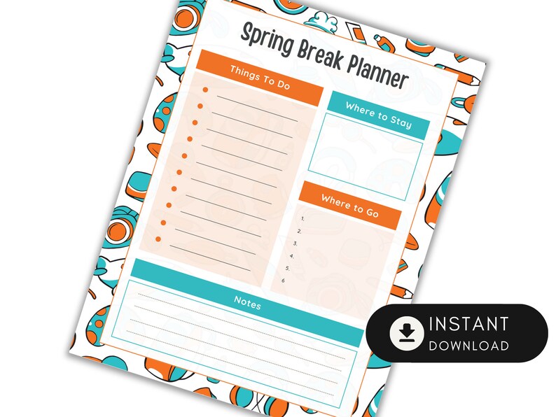 Spring Break Printable Family Travel Planner, Budget Planner, Expense ...